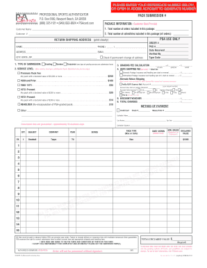 Fillable Online PROFESSIONAL SPORTS AUTHENTICATOR PACK SUBMISSION PO ...