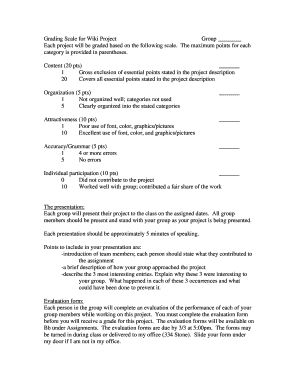 Fillable Online uncg Grading Scale for Wiki Project - uncg Fax Email ...
