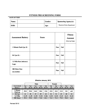 Fillable Online warwickpd FITNESS PRE-SCREENING FORM - Warwick Police ...