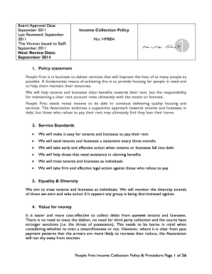 Fillable Online People First Income Collection Policy amp Procedure ...