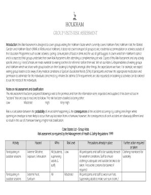 Fillable Online GROUP VISITS RISK ASSESSMENT Fax Email Print - pdfFiller