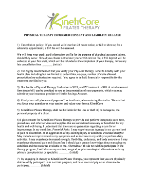 Fillable Online PHYSICAL THERAPY INFORMED CONSENT AND bLIABILITYb bb ...