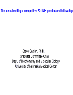 Fillable Online Tips on submitting a competitive F31 NIH pre-doctoral ...