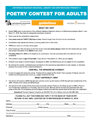Fillable Online Poetry contest - Jefferson-Madison Regional Library Fax ...