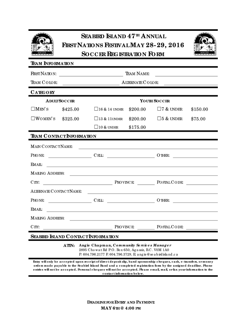 Fillable Online SEABIRD ISLAND 47TH ANNUAL Fax Email Print - pdfFiller