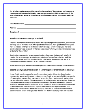 Fillable Online COBRA - Continuation Coverage General Notice Fax Email ...