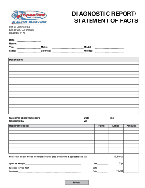 Fillable Online DIAGNOSTIC REPORT STATEMENT OF FACTS Fax Email Print ...