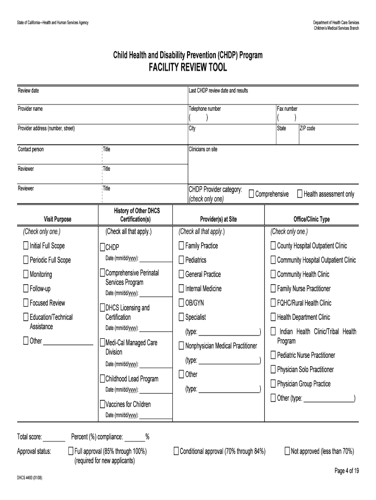 Fillable Online Facility Review Tool and Scoring Instructions DHCS 4493 ...
