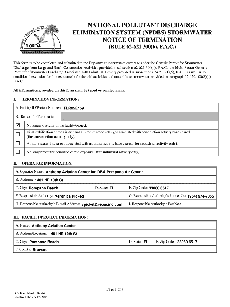 Fillable Online ELIMINATION SYSTEM (NPDES) STORMWATER Fax Email Print ...