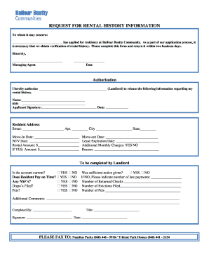 Fillable Online Request for Rental History Information - Homes Fax ...