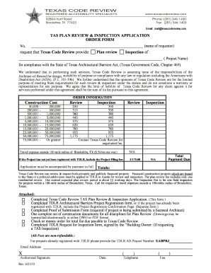 Fillable Online TAS Plan Review - Inspection Application 6-21-10 Fax ...