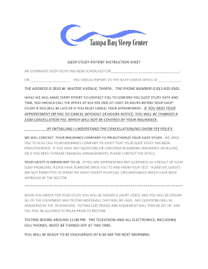 Fillable Online tampabaysleepcenter SLEEP STUDY PATIENT INSTRUCTION ...