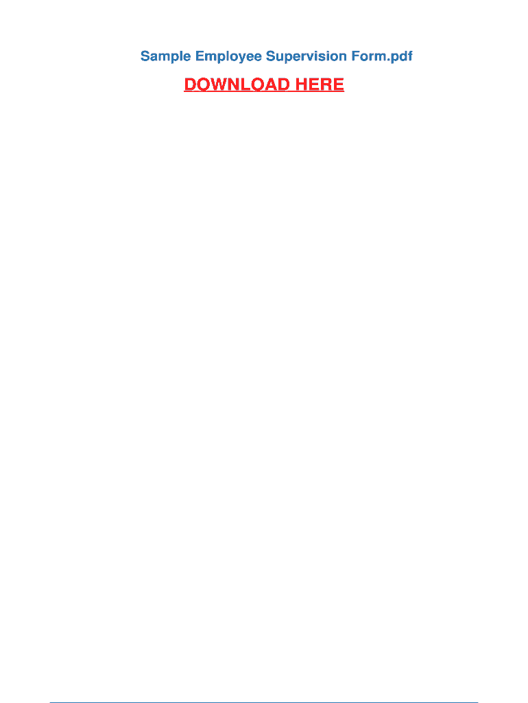 Fillable Online Sample Employee Supervision Form - Pdfsdocumentscom Fax ...