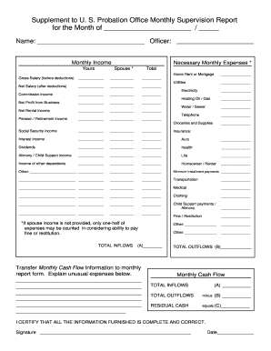 Fillable Online nhp uscourts Supplement to U S Probation Office Monthly ...