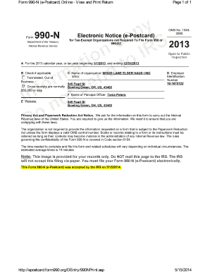 Fillable Online 2015 Form 990-N Procedure Fax Email Print - pdfFiller