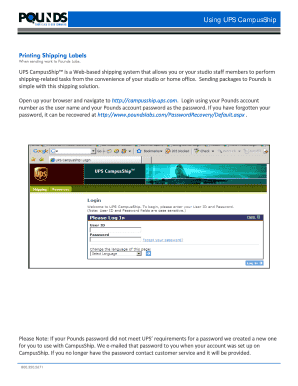 Fillable Online Using UPS CampusShip - customerpoundslabscom Fax Email ...