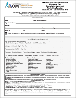 Fillable Online aaompt AAOMPT 2015 Annual Conference Minimizing Pain ...