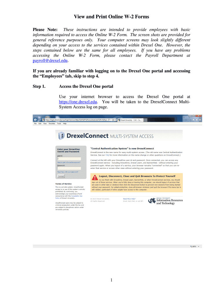 Fillable Online drexel View and Print Online W-2 Forms - Drexel University Fax Email Print ...