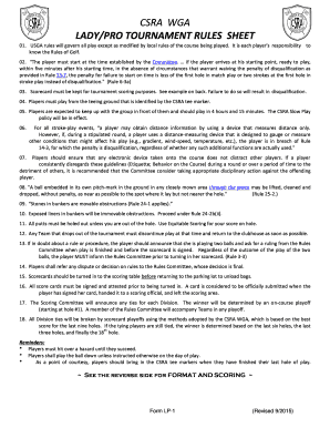 Fillable Online CSRA WGA LADYPRO TOURNAMENT RULES SHEET Fax Email Print ...