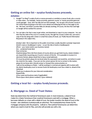 Fillable Online Getting an online list surplus funds/excess proceeds ...