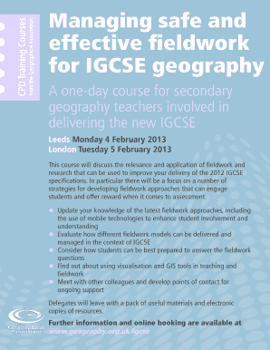Fillable Online Managing safe and effective fieldwork for IGCSE geography Fax Email Print ...
