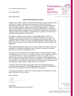 Fillable Online frederickgent derbyshire sch Duke of Edinburgh Award ...