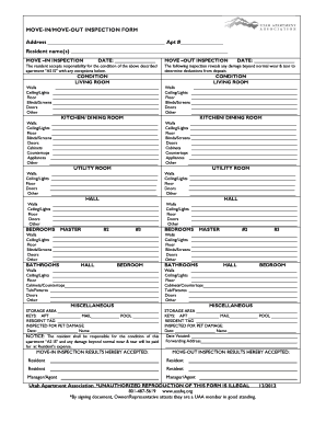 Fillable Online MOVE-INMOVE-OUT INSPECTION FORM Address Apt Fax Email ...