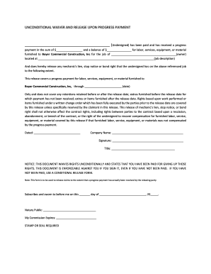 unconditional waiver and release upon final payment with notary Forms ...