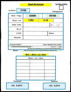 Fillable Online JUL 82015 JUL 92015 Deed Worksheet Fax Email Print ...