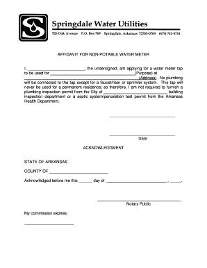 Fillable Online AFFIDAVIT FOR NON-POTABLE WATER METER Fax Email Print ...