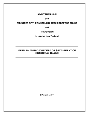 Fillable Online DEED TO AMEND THE DEED OF SETTLEMENT OF HISTORICAL ...