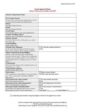 Fillable Online Grant Approval Form Grants Valued from 5000 to 49999 ...