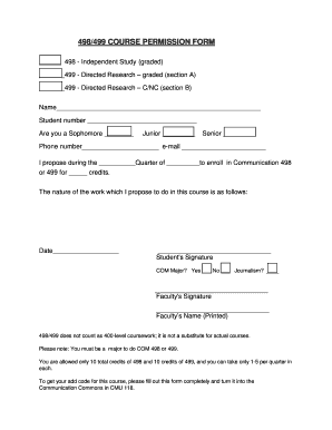 Fillable Online com washington 498499 COURSE PERMISSION FORM Fax Email Print - pdfFiller
