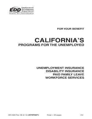 Fillable Online Californias Programs for the Unemployed DE 2320 ...