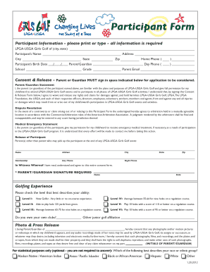 Fillable Online girlscoutshs Participant Information please print or ...