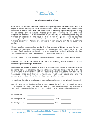 Fillable Online Consent Form - Bleaching - Alemany Dental Fax Email ...