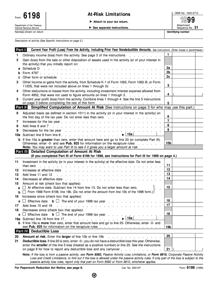 Fillable Online BFormb 6198 Rev November 1999 - Pillsbury bTaxb Page ...