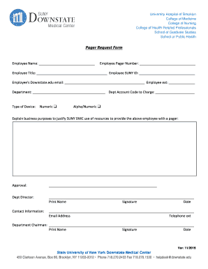 Fillable Online Pager Request Form 2015 - isdownstateedu Fax Email ...