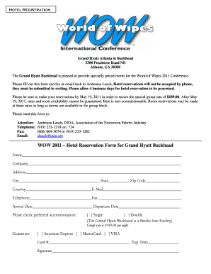 Fillable Online smartasn Grand Hyatt Atlanta SMART Reservation Form ...