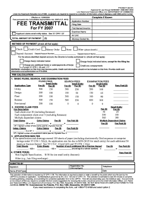 Fillable Online Complete if Known FEE TRANSMITTAL - Rockhill Patents ...