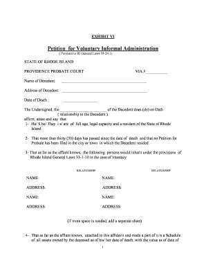 Fillable Online Petition for Voluntary Informal Administration Fax ...