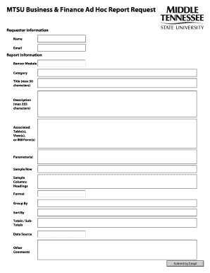 Fillable Online mtsu MTSU Business amp Finance Ad Hoc Report Request ...