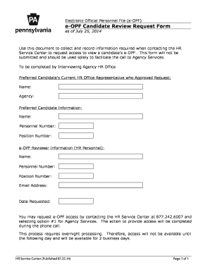 Fillable Online Electronic Official Personnel File e-OPF e-OPF Candidate Fax Email Print - pdfFiller