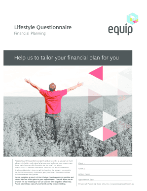 Fillable Online Lifestyle Questionnaire - Equipsuper Fax Email Print ...