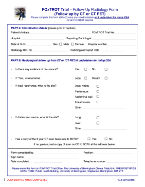 Fillable Online FOxTROT Trial Follow-Up Radiology bFormb Follow up by ...