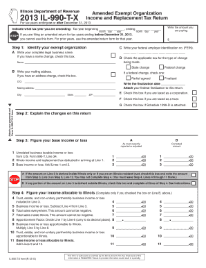 Fillable Online revenue illinois 2013 IL-990-T-X, Amended Exempt ...