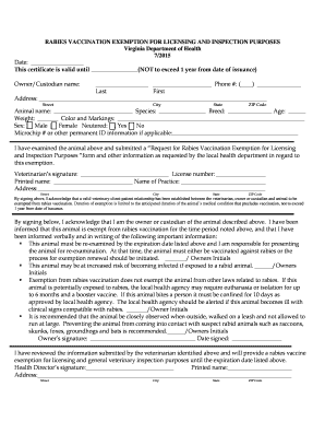 Fillable Online fairfaxcounty RABIES VACCINATION EXEMPTION FOR ...