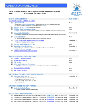Fillable Online Order Form Checklist - New York Boat Show Fax Email ...