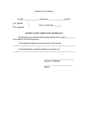 MOTION TO SET ASIDE ENTRY OF DEFAULT - pdfFiller