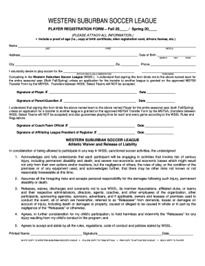 Fillable Online soccerblast PLAYER REGISTRATION FORM Fall 20 Spring 20 ...